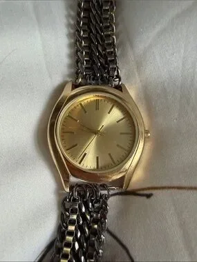 Avon | Accessories | Avon Gold Tone Watch With Black Chain Bracelet ...
